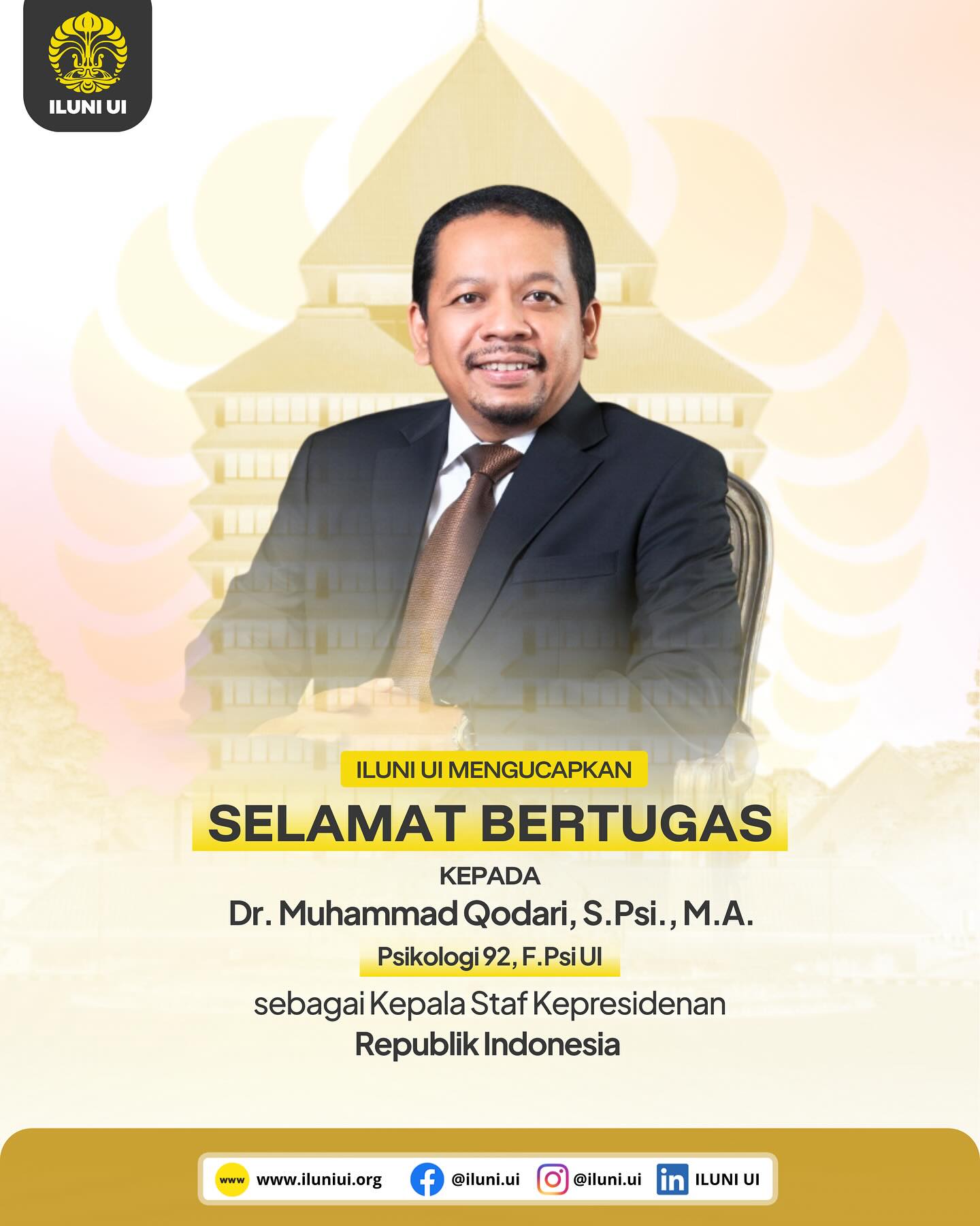 Selamat Bertugas, Dr. Muhammad Qodari, S.Psi.,M.A. - ILUNI UI